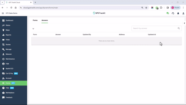 GPS Trackit Driver App: Forms