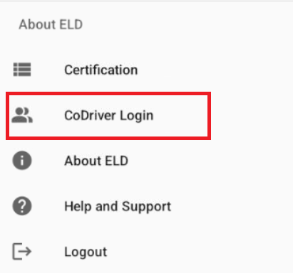ELD Android: CoDriver Login