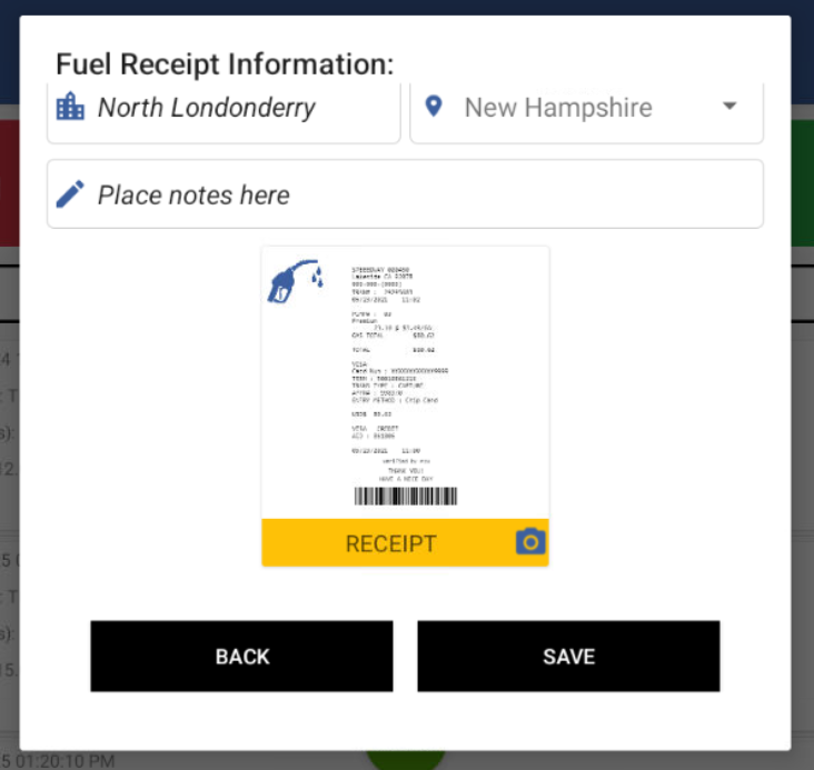 ELD Android: Fuel Receipts
