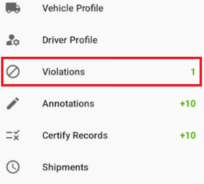 ELD Android - View Violations