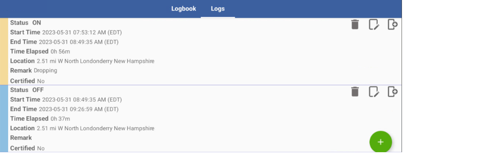 ELD Android - Review & Edit Logs
