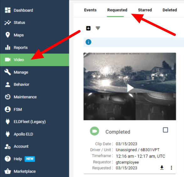 VidFleet Cameras: Request Function