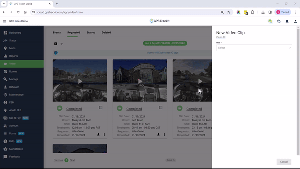 VidFleet Cameras: Request Function