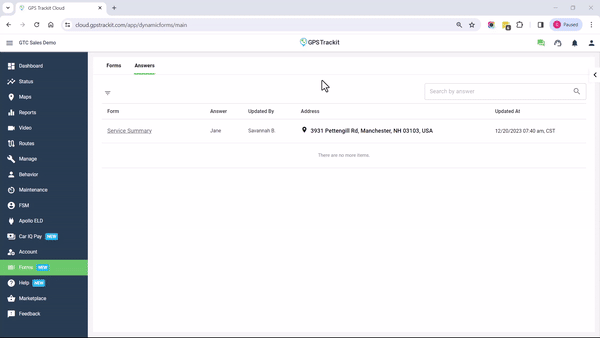 GPS Trackit Driver App: Forms